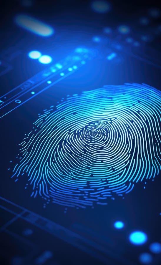 Fingerprint on a Blue Background with a Digital Background, AI Stock ...