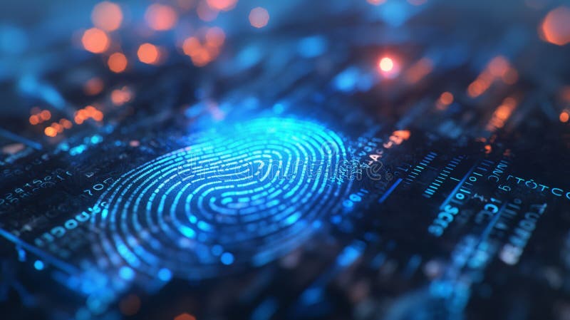 Fingerprint Button Scanning. Identification System Technology ...