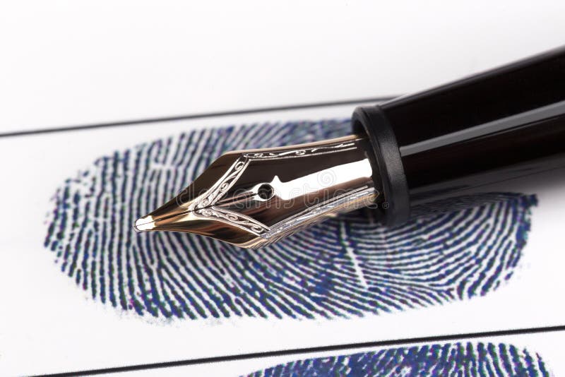 Fingerprint Card with Fountain Pen Stock Photo - Image of safety ...