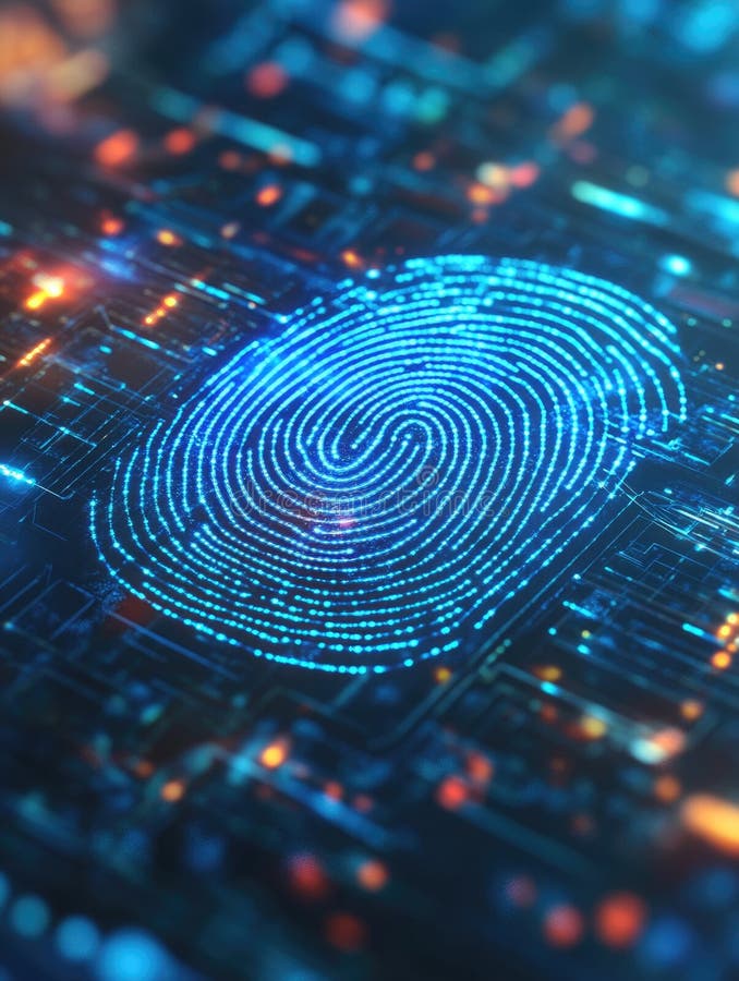 Fingerprint on Circuit Board Stock Image - Image of security, testing ...