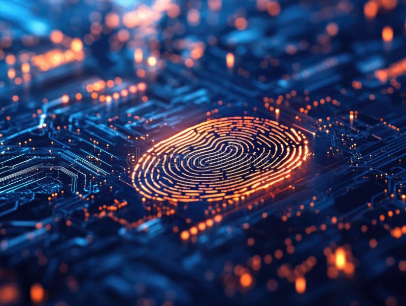 Fingerprint on Circuit Board Stock Image - Image of electronics ...