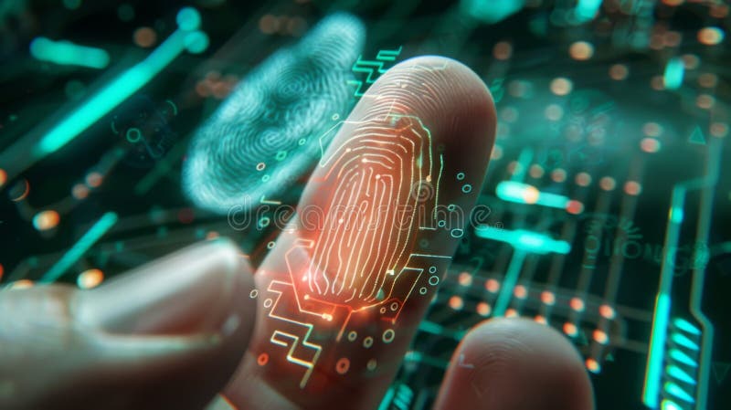 The Fingerprint on Circuitry.AI Generated Image Stock Photo - Image of ...