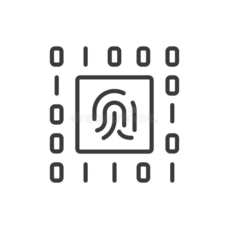 Fingerprint Code, Icon in Line Design. Fingerprint, Code, Biometric, Security, Scan ...
