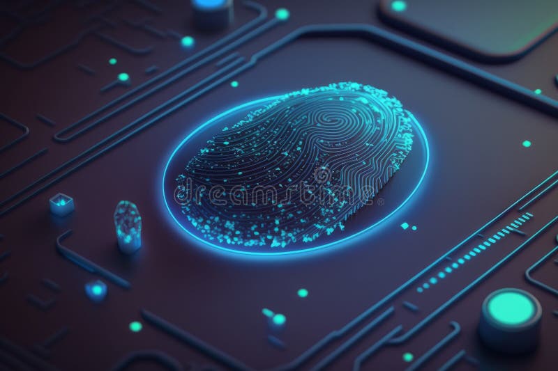 Fingerprint on Computer Circuit Board. Technology Concept Stock ...