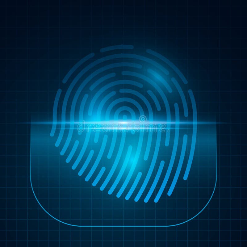 Fingerprint Scan and Digital HUD with Light Effects. Biometric Verification. Network Protection ...