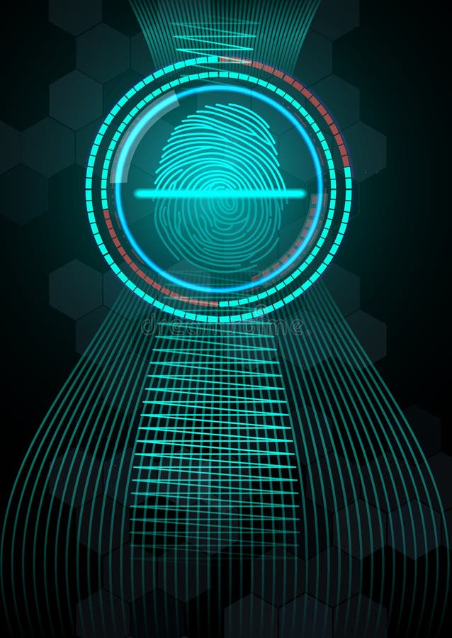 Fingerprint with Concept Blue Abstract Technology Background Stock ...