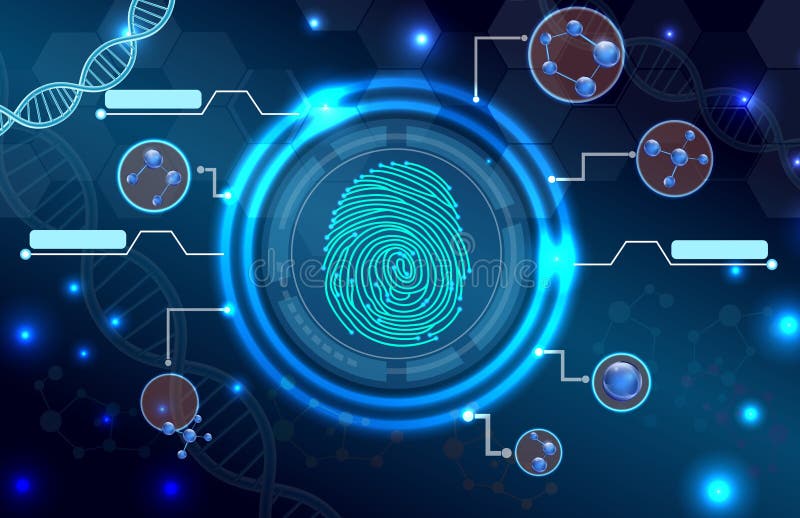Fingerprint with Concept Blue Abstract Technology Background Stock ...