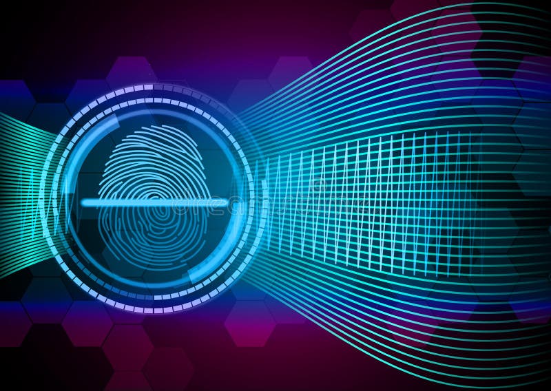 Fingerprint with Concept Blue Abstract Technology Background Stock ...