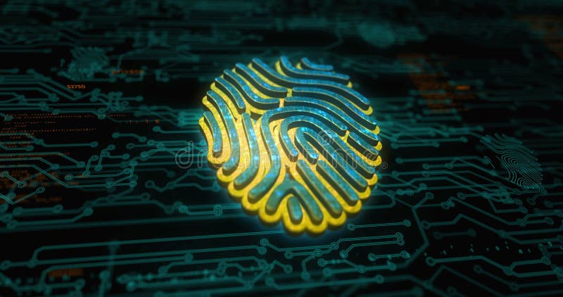 Fingerprint Cyber Id Security and Identity Symbol Digital Concept Stock ...