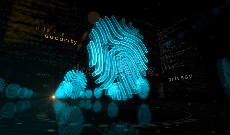 Fingerprint Cyber Id Security and Identity Symbol Digital Concept 3d ...