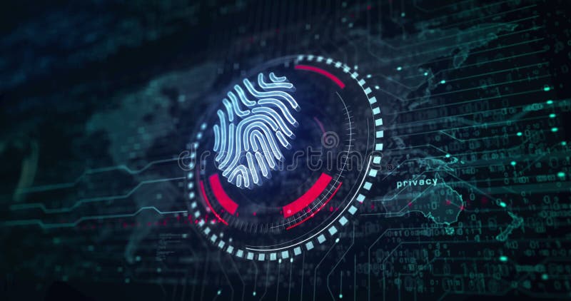 Fingerprint Cyber Id Security and Identity Symbol Loop Digital Concept ...