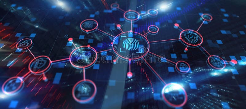Fingerprint Cyber Security Data Protection Concept. Biometric ...