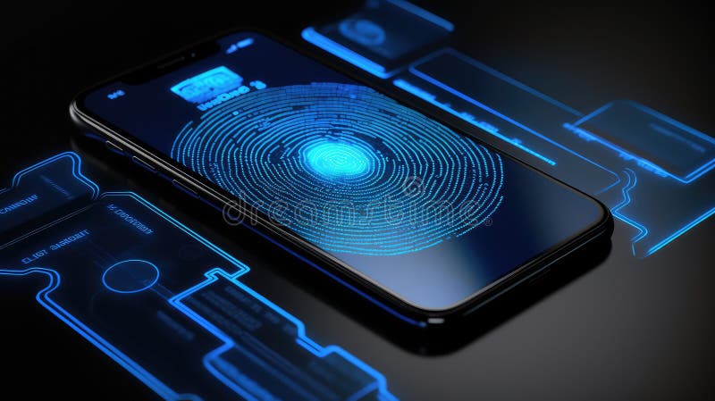 Fingerprint data lock stock illustration. Illustration of generated ...