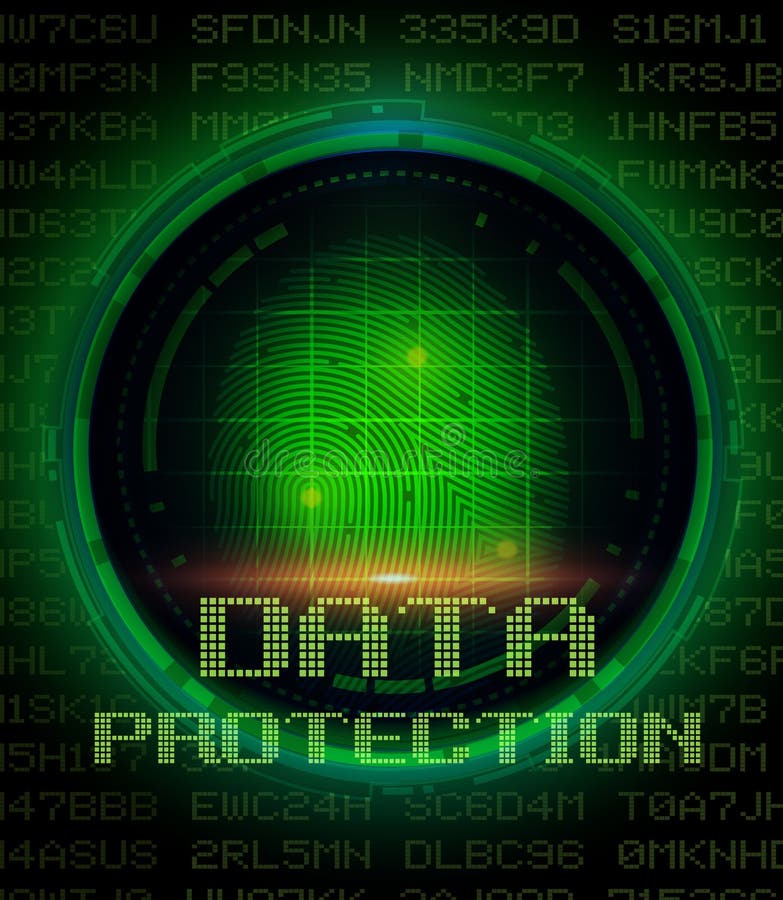 Fingerprint and Data Protection on Digital Screen Stock Vector ...