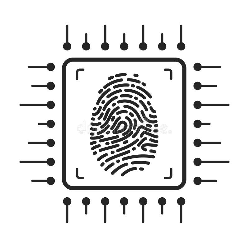 Fingerprint Data Protection Vector Illustration Scan Biometric Data Security Hardware Lock