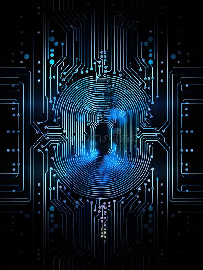 Fingerprint in Electronic Form. Generated by AI Stock Illustration ...