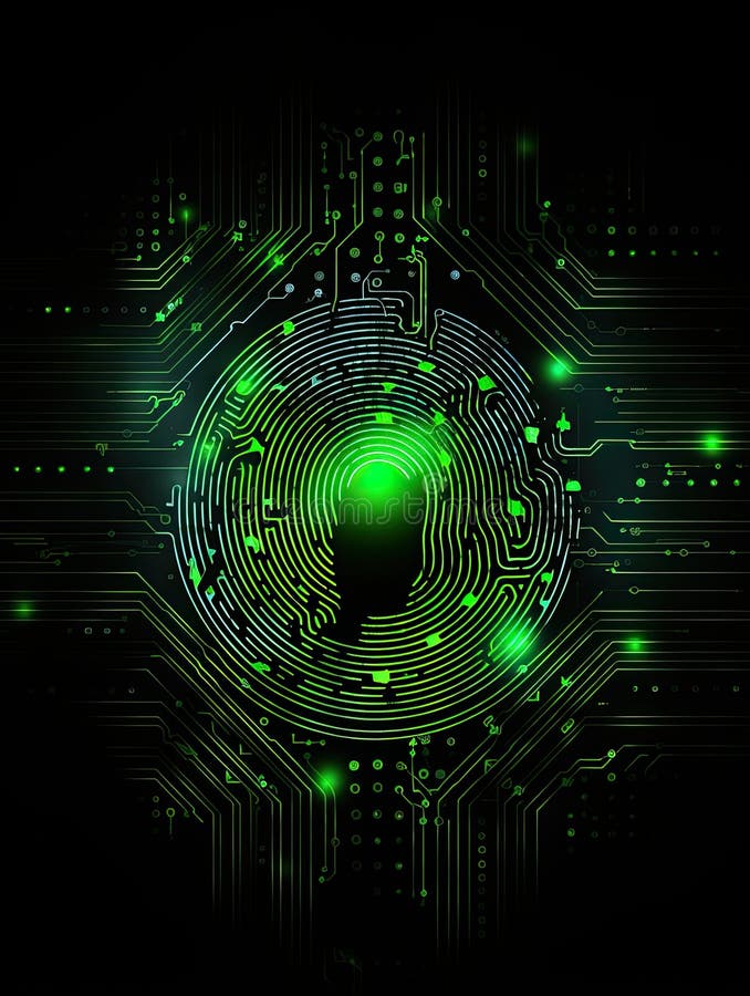 Fingerprint in Electronic Form. Generated by AI Stock Illustration ...