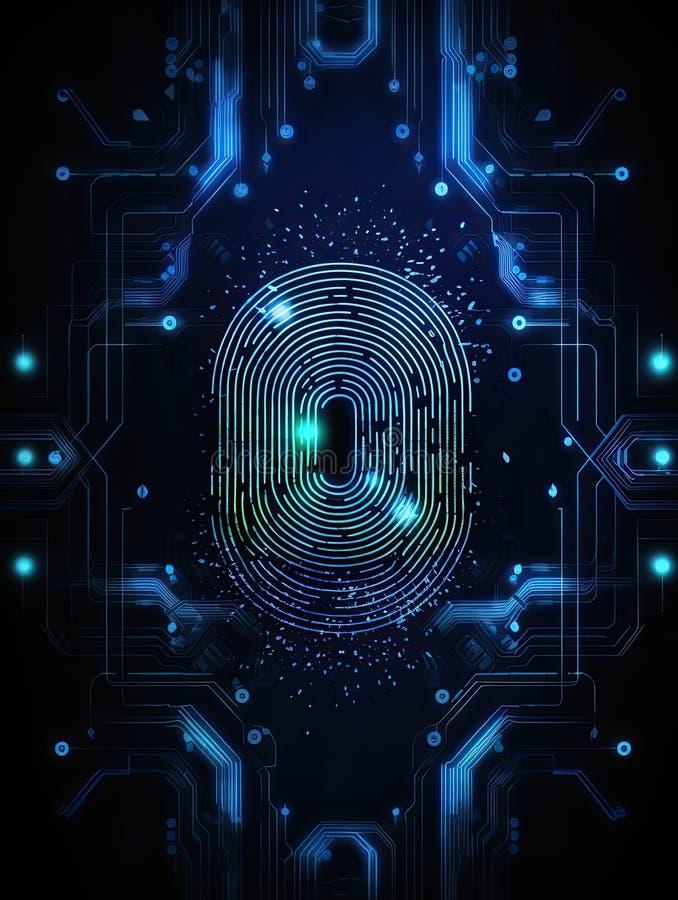 Fingerprint in Electronic Form. Generated by AI Stock Illustration ...