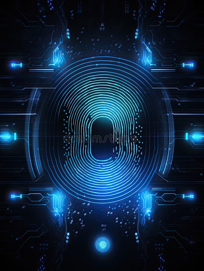Fingerprint in Electronic Form. Generated by AI Stock Illustration ...