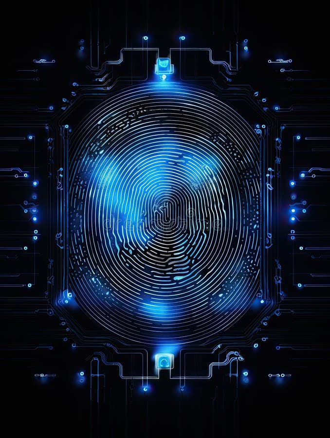 Fingerprint in Electronic Form. Generated by AI Stock Illustration ...