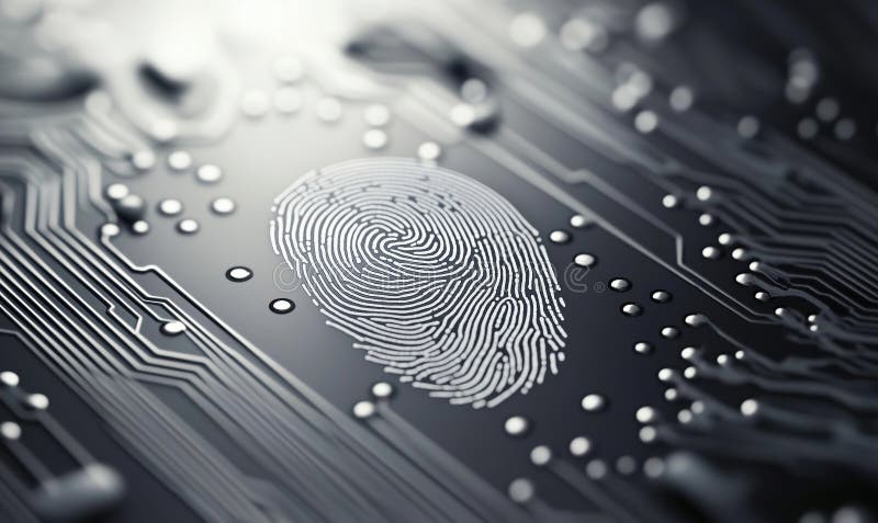 Fingerprint Embedded in Circuit Board Design, Symbolizing Technology ...