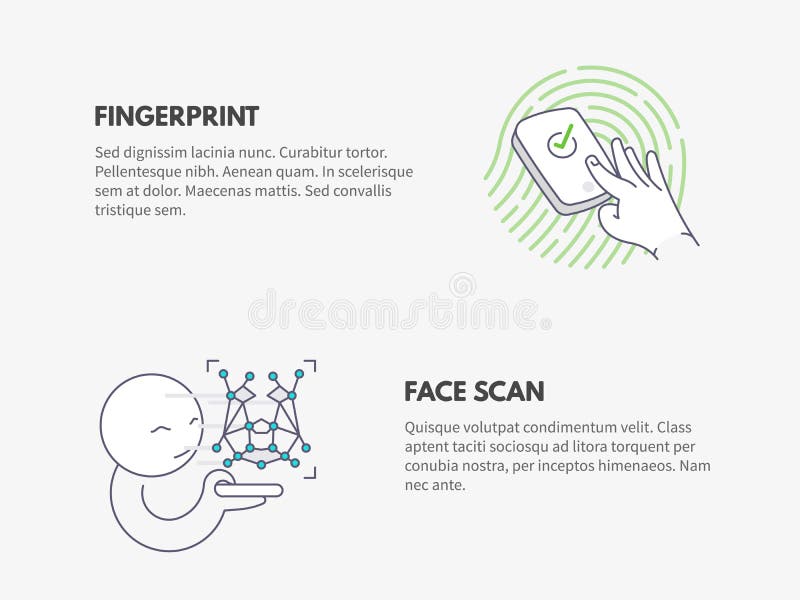 Fingerprint and Face Scan Authentication. Cyber Security Concept Stock ...
