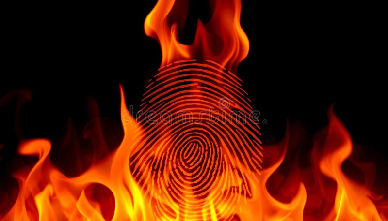 Fingerprint in Fire Abstract Art, Representing Digital Security and ...