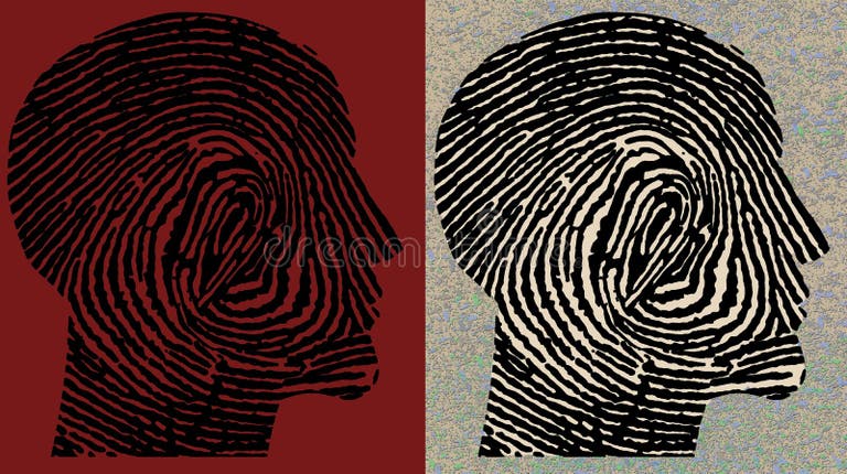 A Fingerprint Forms the Head of a Man in an Illustration about Security ...