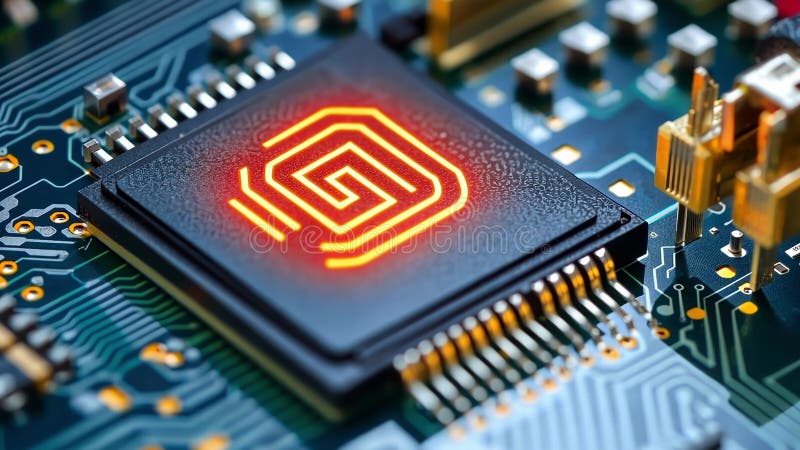 Fingerprint Glowing on Computer Microchip Showing Cybersecurity and ...