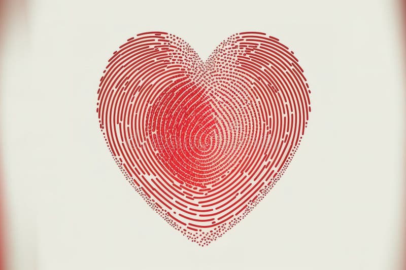 Fingerprint Heart Isolated Vector Red Thumb Print. Generative AI Stock ...