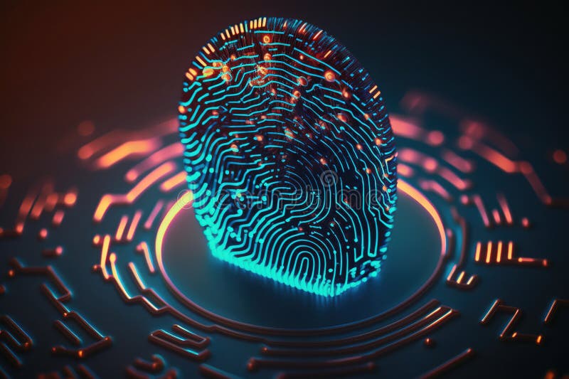 Fingerprint Hologram. Modern Cybersecurity Technologies.Generative AI ...