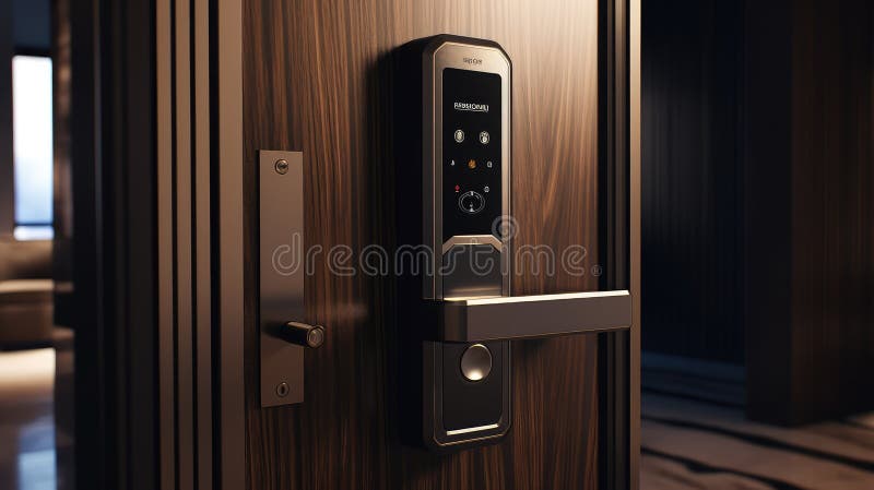 Fingerprint Hotel Door Lock Stock Illustration - Illustration of ...