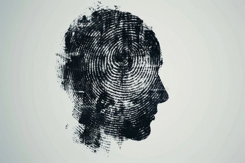Fingerprint Human Silhouette Stock Illustration - Illustration of human ...