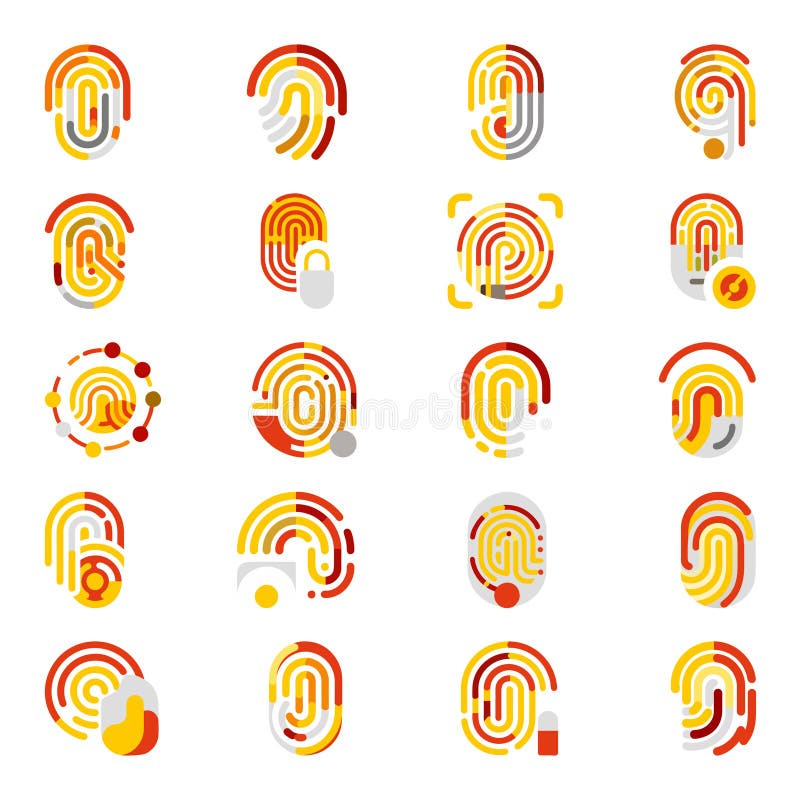 Fingerprint Icon with Colored Shape Style Bundle Stock Vector ...
