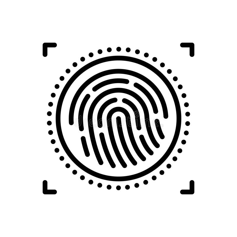 Black Line Icon for Fingerprint, Dermatoglyphics and Unique Stock ...