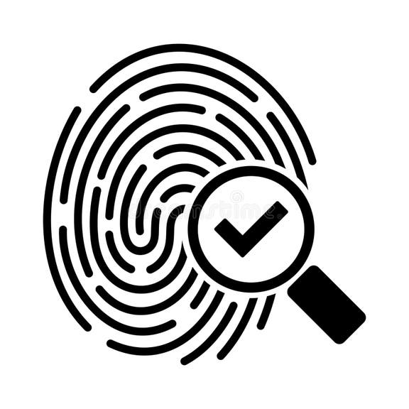 Fingerprint Icon and Magnifying Glass with a Tick Mark. Verification ...