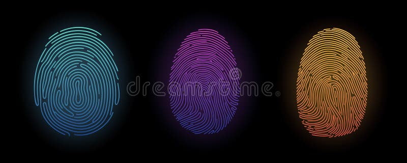Fingerprint Icon Set. Touch Id Icon Finger Vector in Gradient Style ...