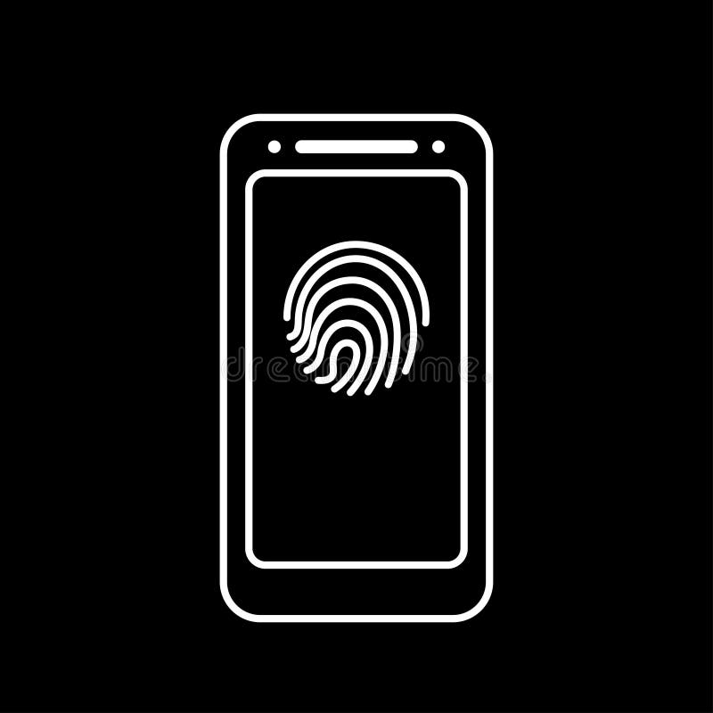 Fingerprint Icon with Smartphone Isolated Sign Symbol Stock Vector ...