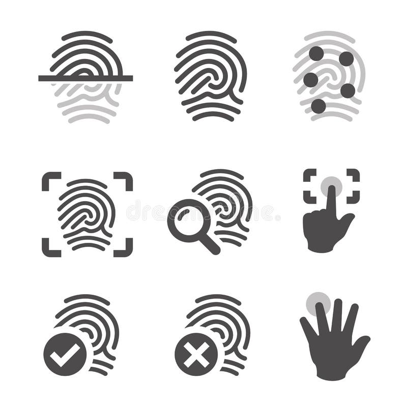 Fingerprint icons set stock vector. Illustration of detective - 38917716