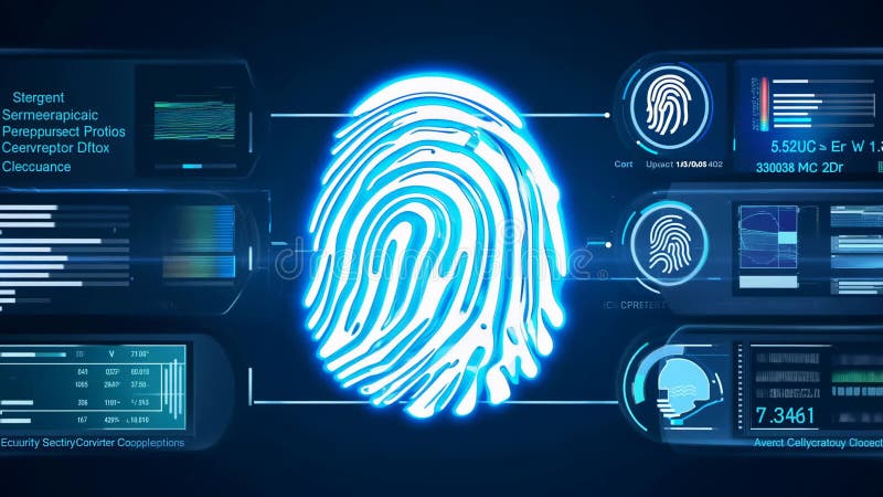 Fingerprint ID Concept. Digital Processing of Biometric Fingerprint ...