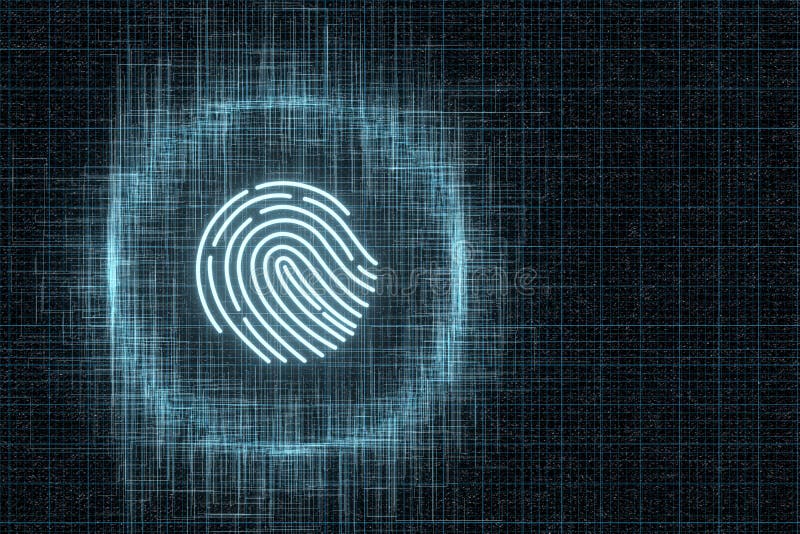 Fingerprint Identification Concept, Technological Background, 3d ...