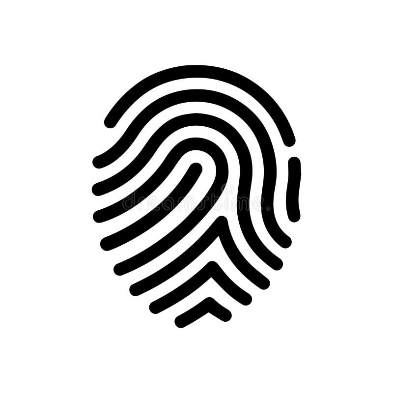 Fingerprint Identification Line and Silhouette Black Icon Set. Finger Print Scanner with Lock ...