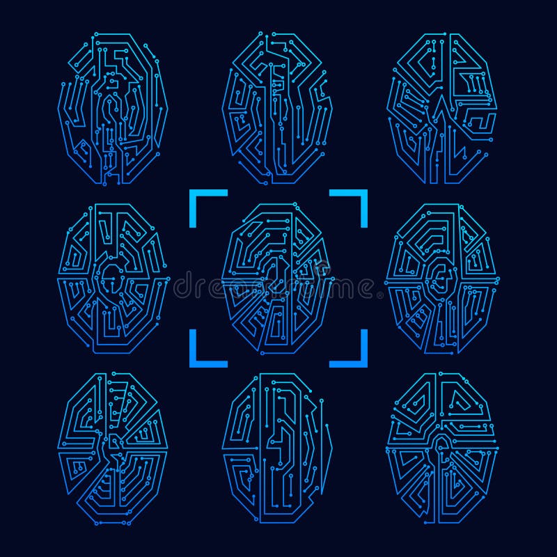 Fingerprint Identity Person Touch ID in Chip Style. Stock Vector ...