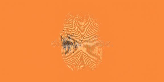 Fingerprint Illustration on Vibrant Orange Background with Abstract ...