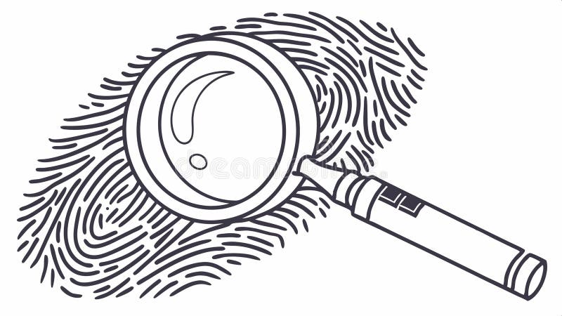 Fingerprint with Ink Bottle and Magnifier, Forensic Detail and Evidence ...