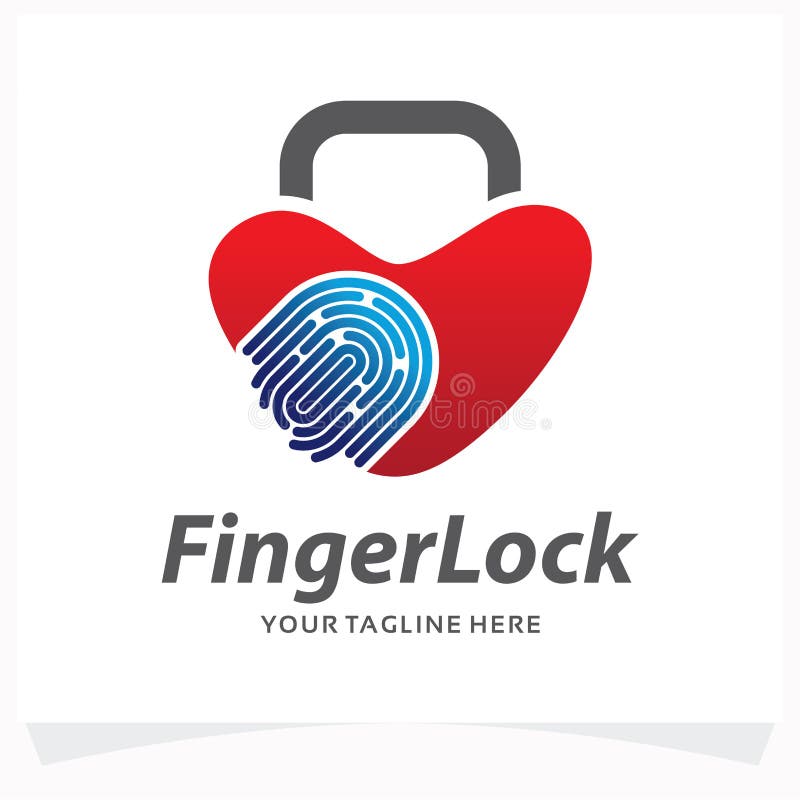 Fingerprint Lock Logo Design Template Stock Vector - Illustration of ...