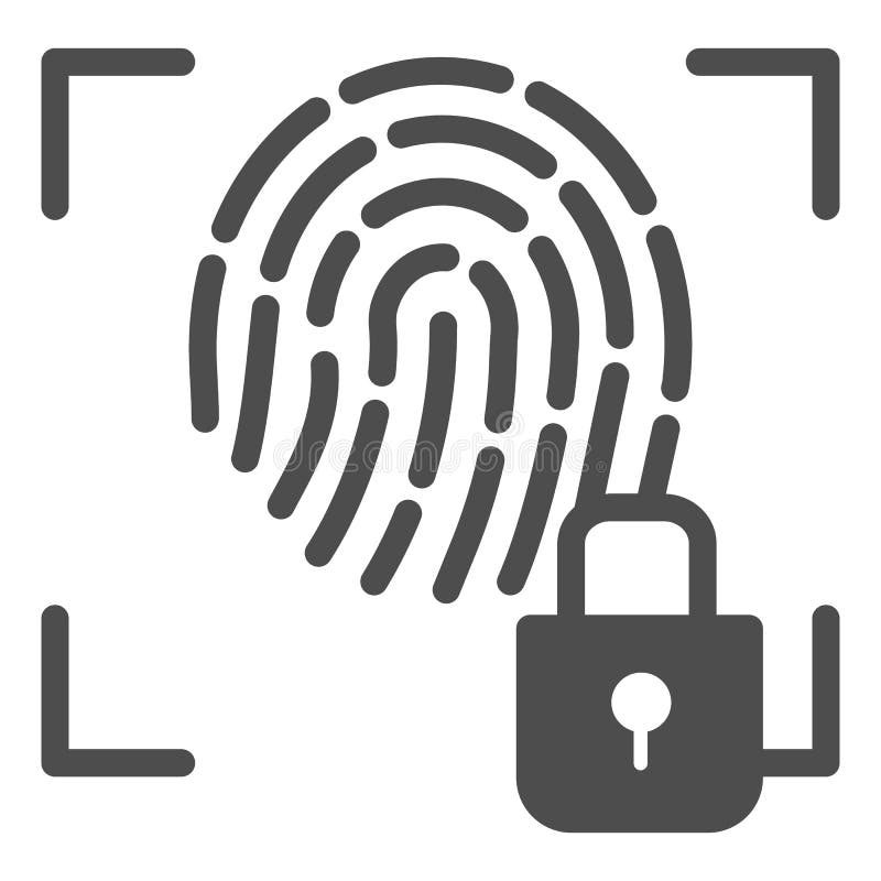 Fingerprint and Lock Solid Icon. Fingerprint Identification Locked ...