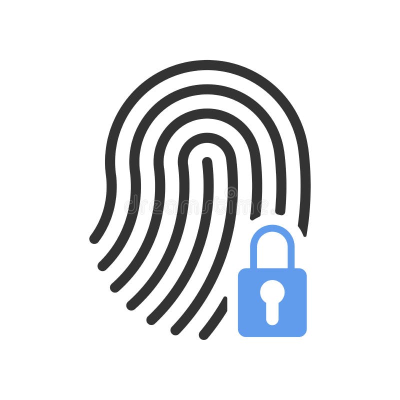 Fingerprint Lock Vector Icon on White Background Stock Vector ...