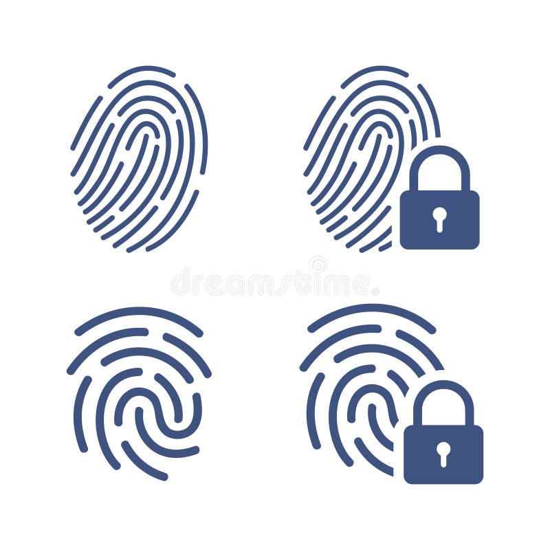 Fingerprint Loop Icon with Lock Sign. Concept of Personal Data Protection. App Security Stock ...