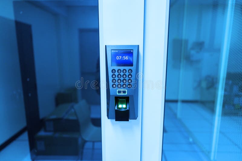 Fingerprint Machine Server Room Safety Stock Image - Image of lock ...
